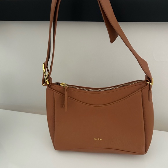 Polene | Bags | Polene Brown Leather Shoulder Bag With Gold Hardware ...